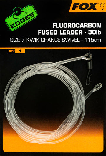 Fox Fluorocarbon Fused leader 30lb - size 7 kwik change swivel 115cm ...